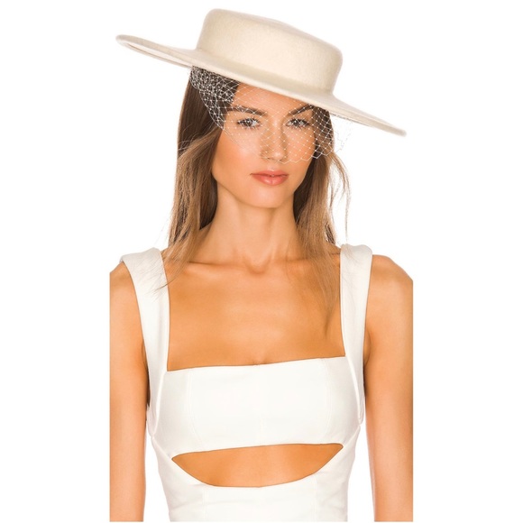 Monrowe | Accessories | Monrow Boater Hat With Veil M Cream Wool Bridal Western Modern Country ...